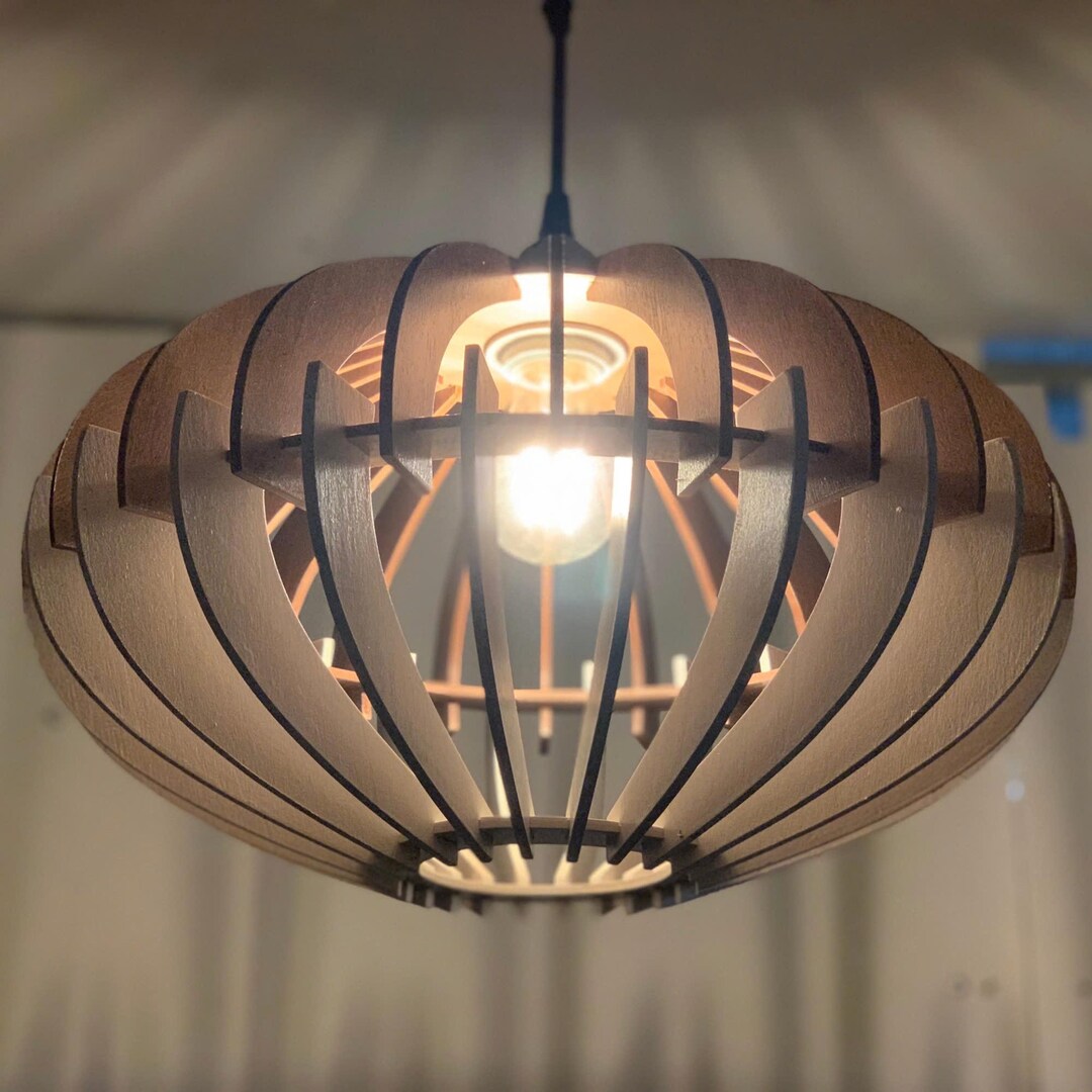 Rustic Wooden Pendant Light, Handmade Pinecone Ceiling Lamp, Wood ...