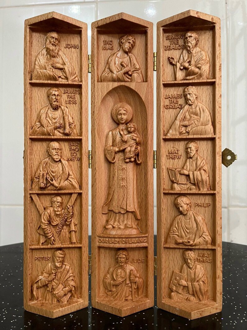 Wooden Stations of the Cross Set Triptych Resurrection of Jesus Home ...