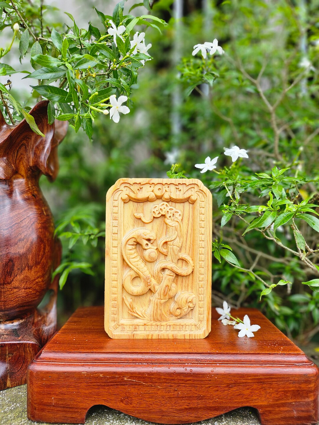 Handmade Exotic Snake Wood Plaque, Fine Wildlife Sculpture Art for ...