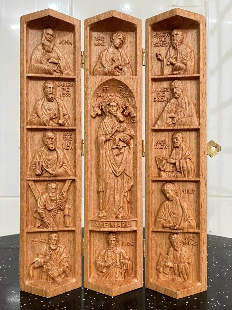 Wooden Stations of the Cross Set Triptych Resurrection of Jesus Home ...