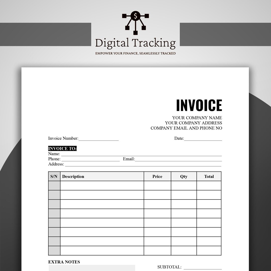 Printable Invoice Template: Minimalist Design (digital Download) - Etsy