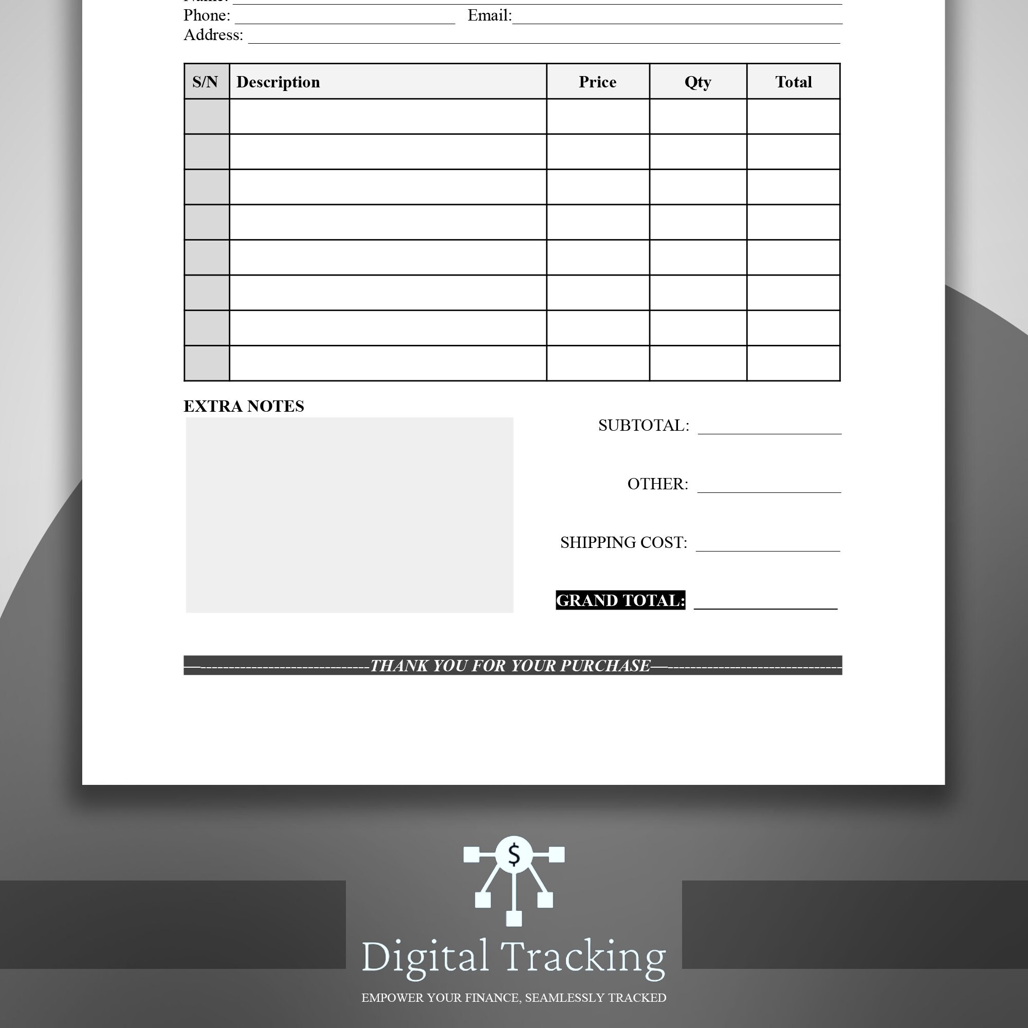 Printable Invoice Template: Minimalist Design (digital Download) - Etsy