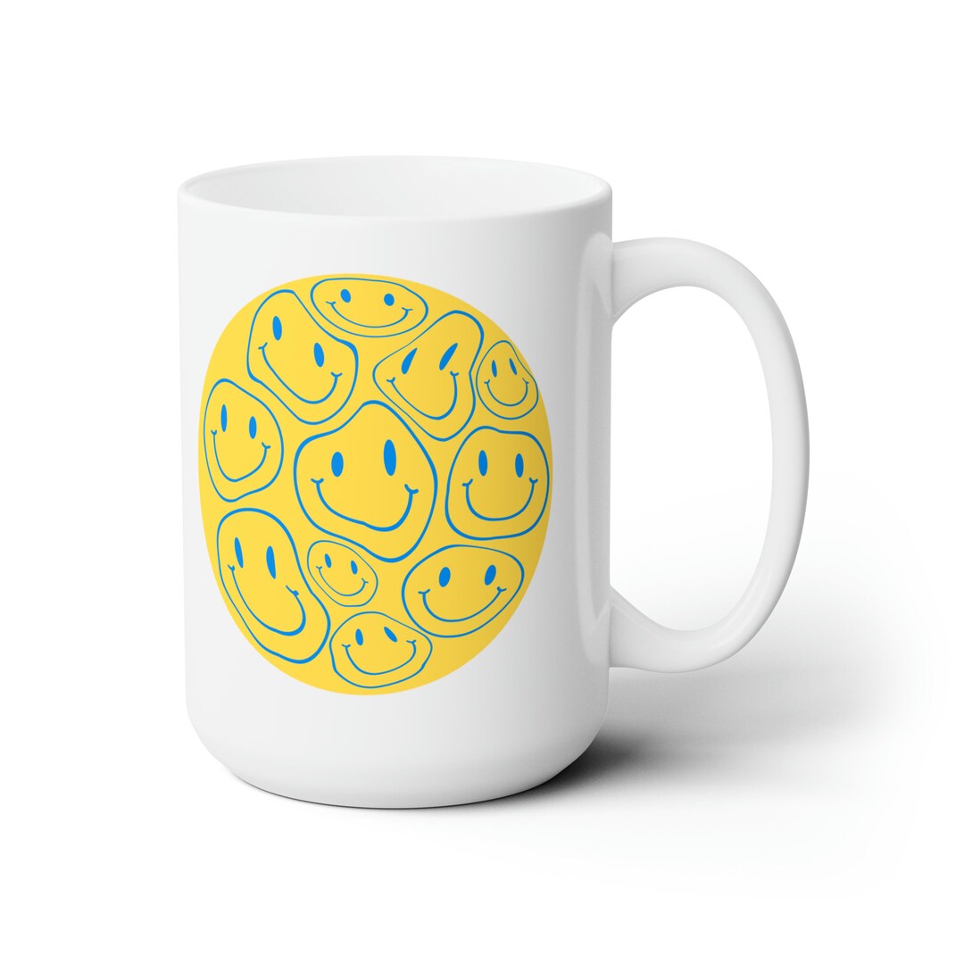 Smiley Face Coffee Mug Happy Tea Cup Smiley Faces Birthday Gift for Him ...