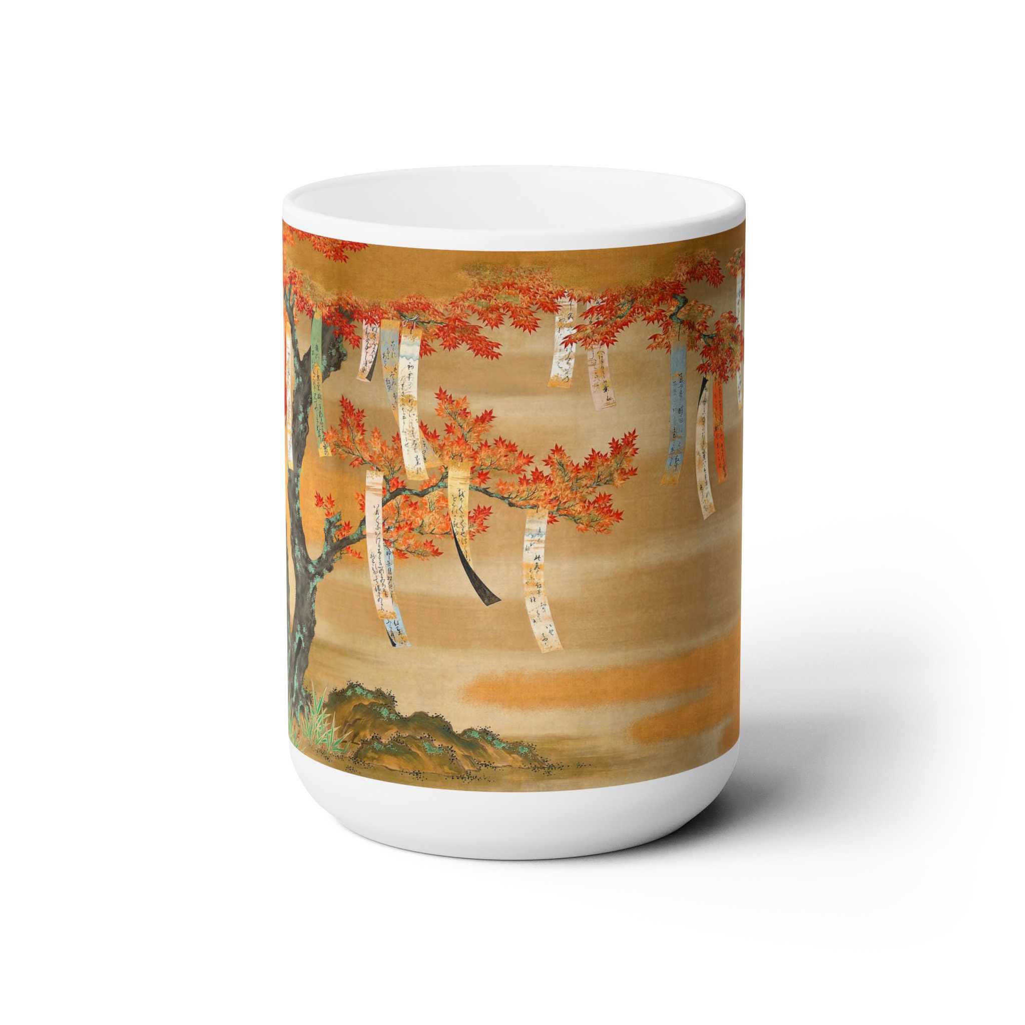 Japanese Autumn Maples With Poem Slips Vintage Painting by Tosa ...