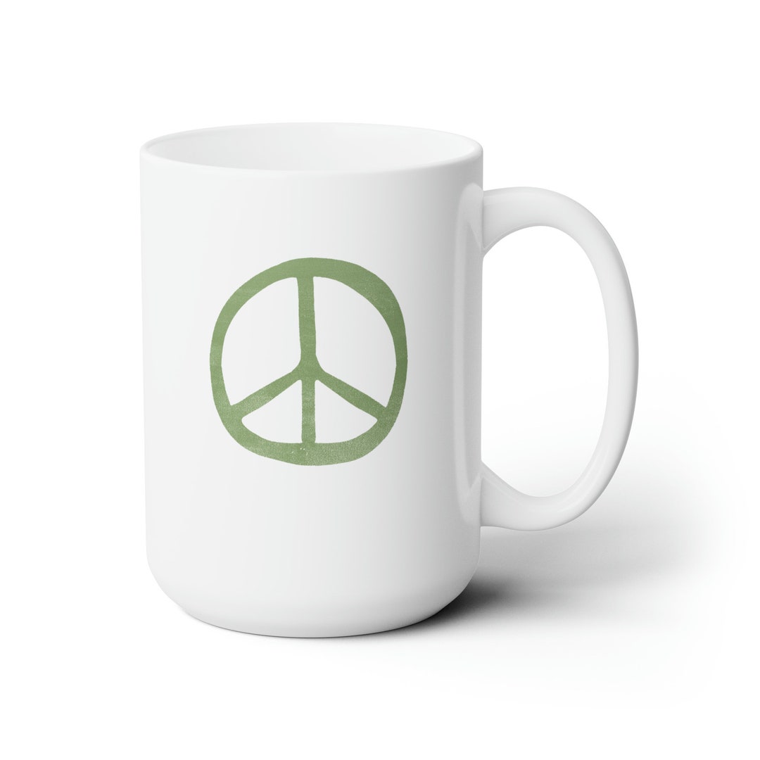 Peace Sign Cup Minimalist Peace Sign Mug Timeless Peace Symbol Coffee ...