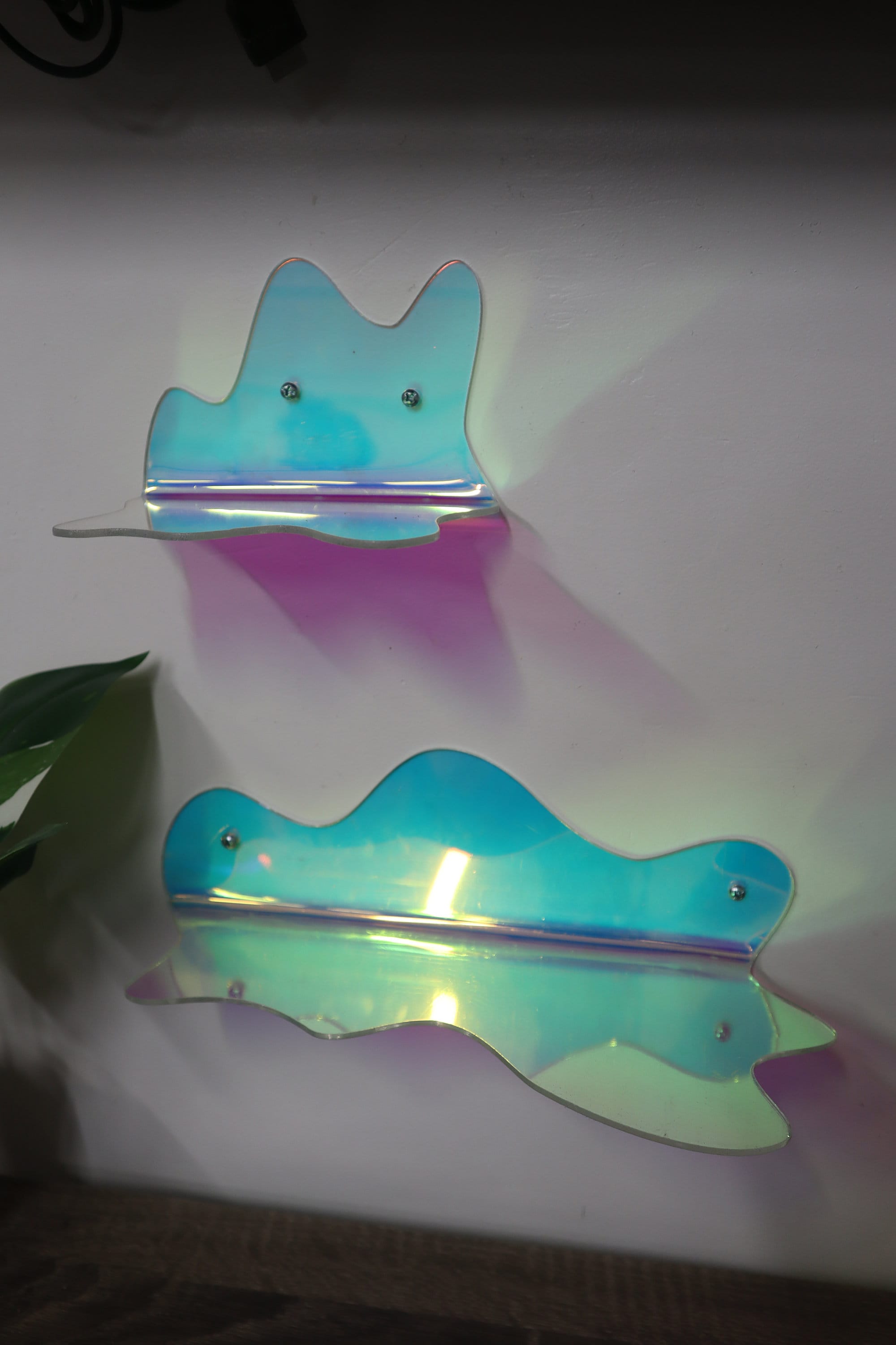 SMALL Wavy Acrylic Shelf - Colorful Bedroom Shelf - Vibrant Clear ...