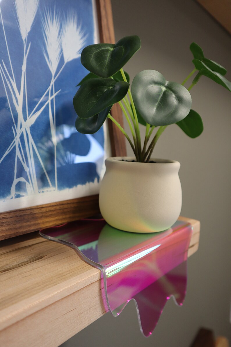 Small Wavy Acrylic Shelf Colorful Bedroom Shelf Vibrant Clear Shelves ...