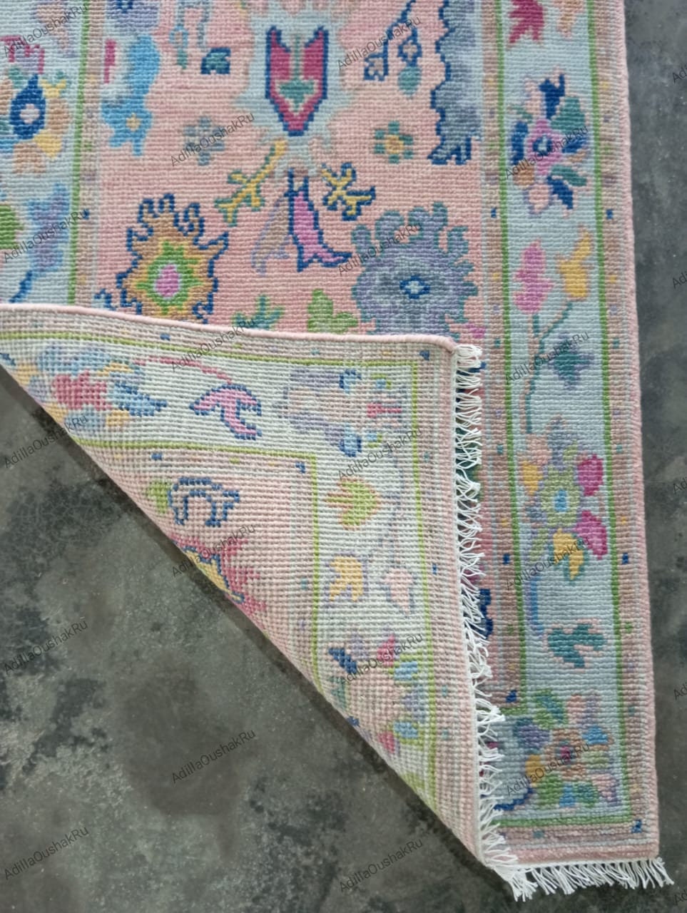 RUNNER OUSHAK Hallway Runner Pink Green Oushak Rug Living Room Hand ...