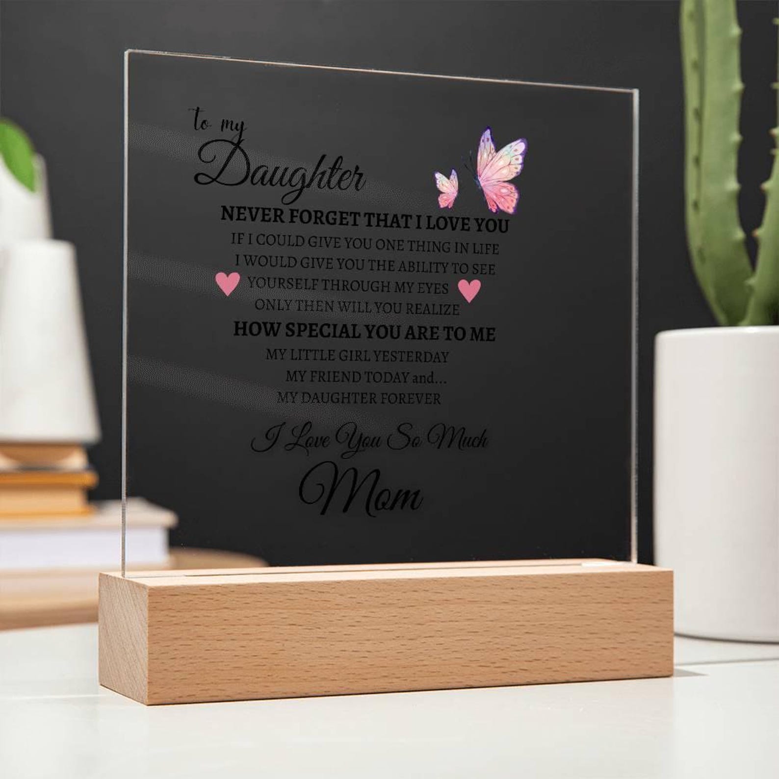 Daughter Plaque, Acrylic Art, Square Décor, Sentimental Gift, Family ...