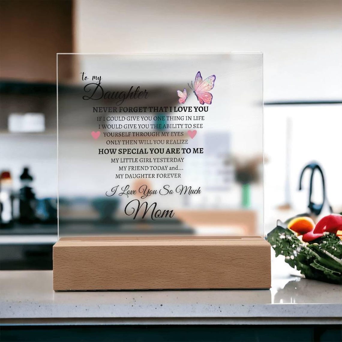 Daughter Plaque, Acrylic Art, Square Décor, Sentimental Gift, Family ...