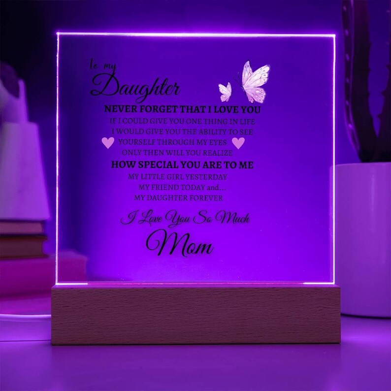 Daughter Plaque, Acrylic Art, Square Décor, Sentimental Gift, Family ...