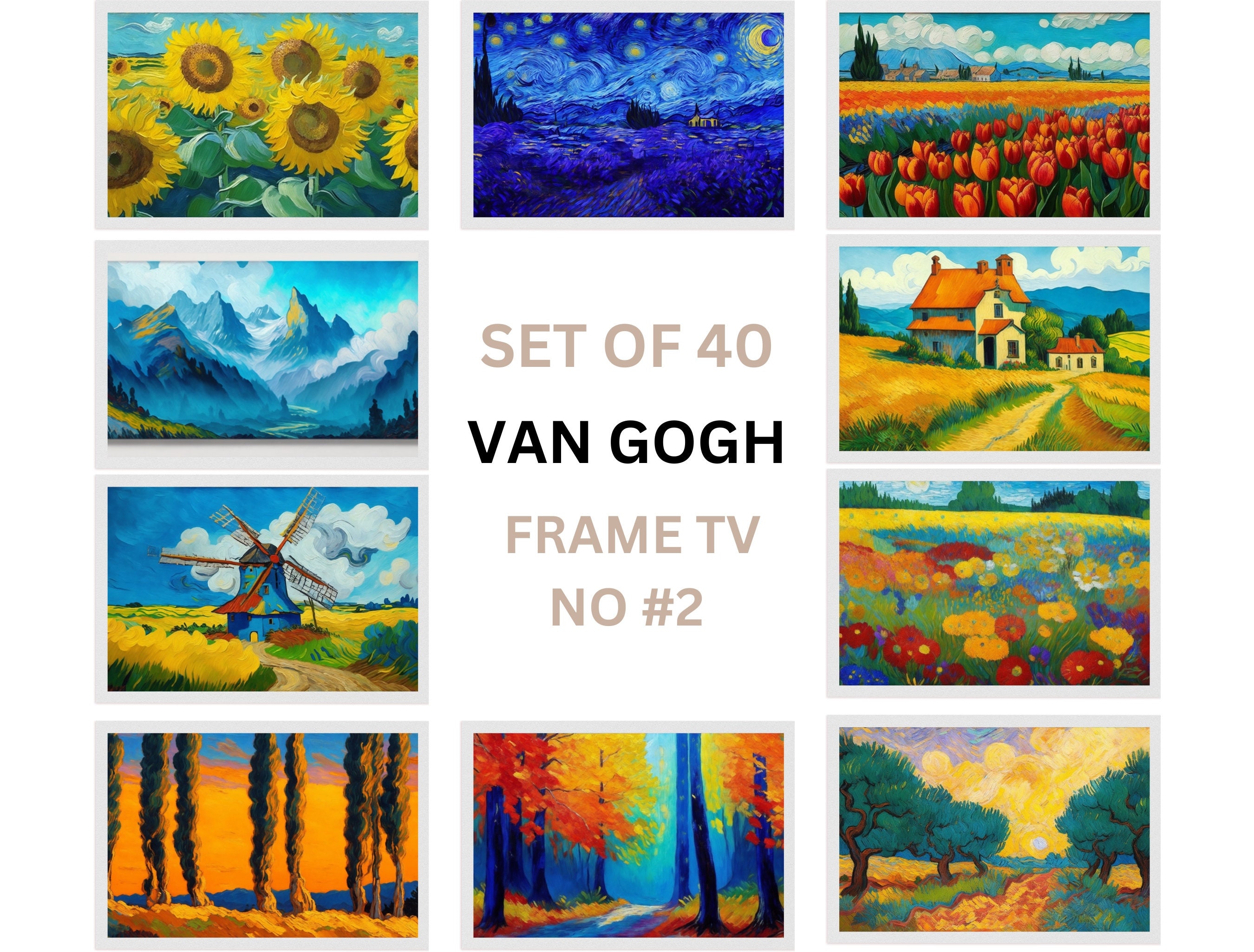 Set of 40 Samsung Frame TV 8K Art Van Gogh Painting Van Gogh Frame Art ...