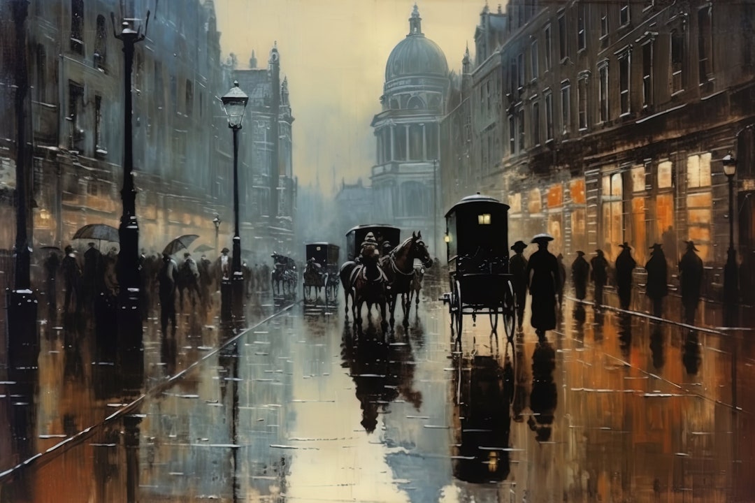 Victorian London Street in the Rain No.1 (digital Download Version) - Etsy