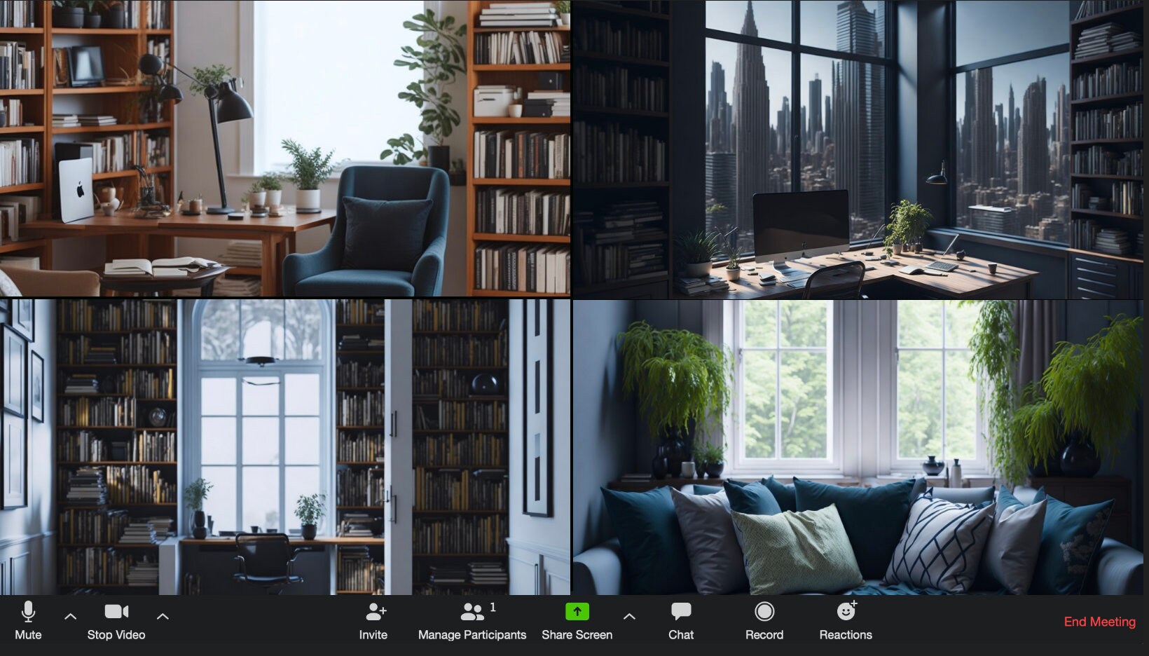 Zoom Virtual Background | Window + Bookshelf Back Drop | Professional ...