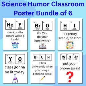 Science Humor Classroom Poster Bundle of 6, Instant Digital Download ...