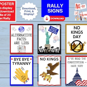No Kings Day Printable Protest Signs – Political Poster Bundle (20 ...
