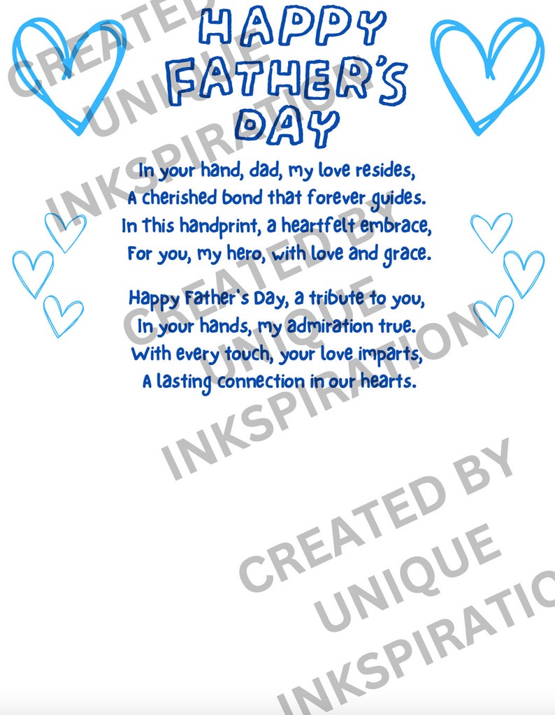 Handprint Poem Father's Day - Printable/download, Gift for Dad, Daddy ...