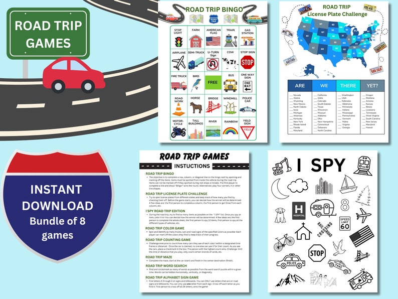 Road Trip Game Bundle, I SPY, Puzzle, Word Search and Maze Travel Games ...