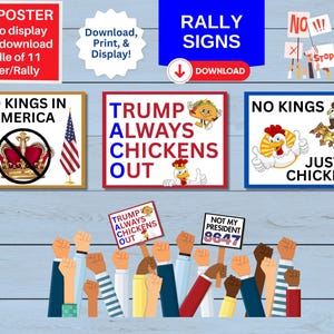 No Kings Day Printable Protest Signs – Political Posters, TACO, Trump ...