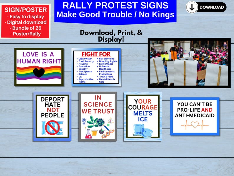 Rally Protest Signs Bundle, Digital Download , Make Good Trouble No ...