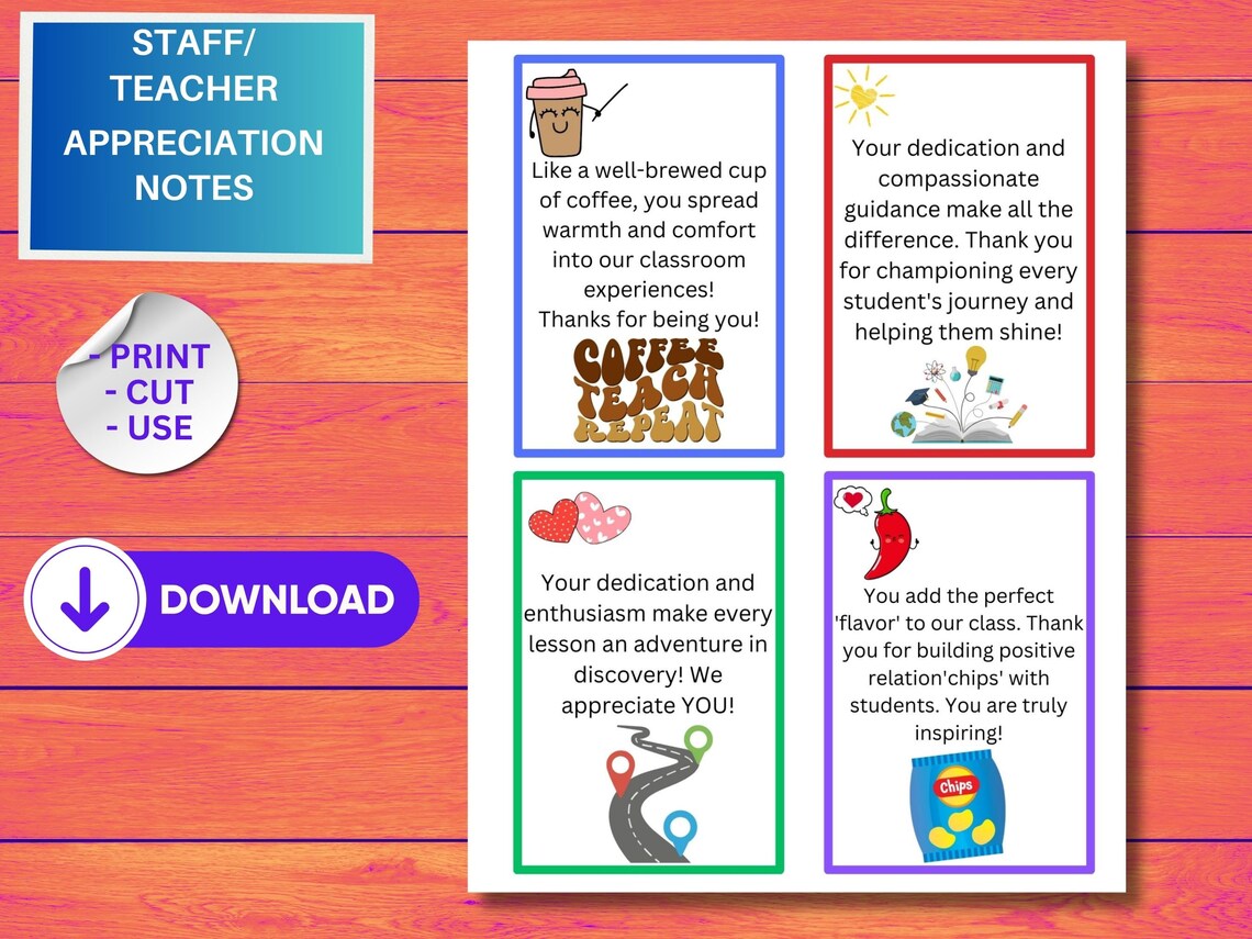 Teacher, Educator & Staff Appreciation Notes, Thank You Cards, School ...