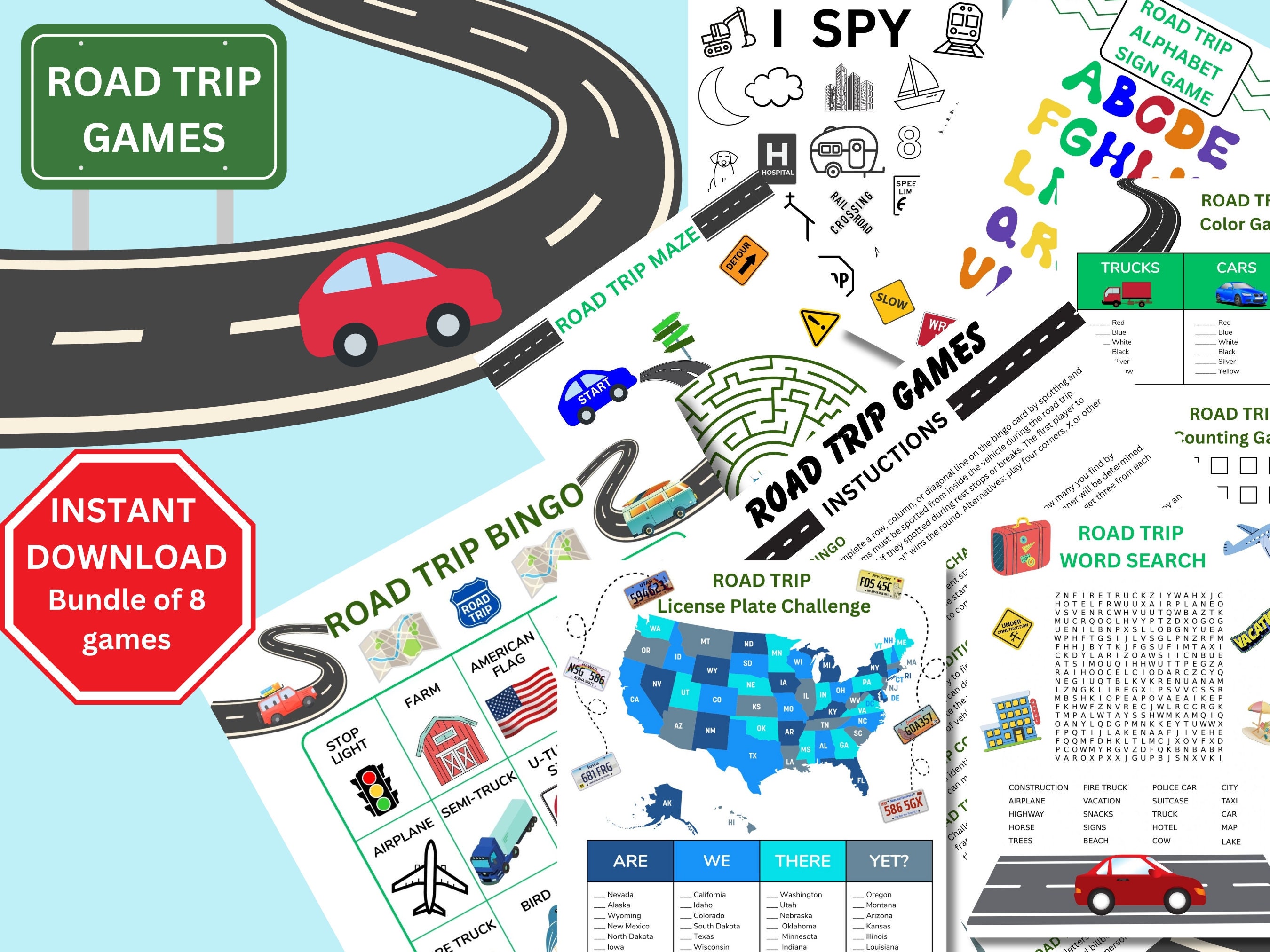 Road Trip Game Bundle, I SPY, Puzzle, Word Search and Maze Travel Games ...