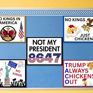 No Kings Day Printable Protest Signs – Political Posters, TACO, Trump ...