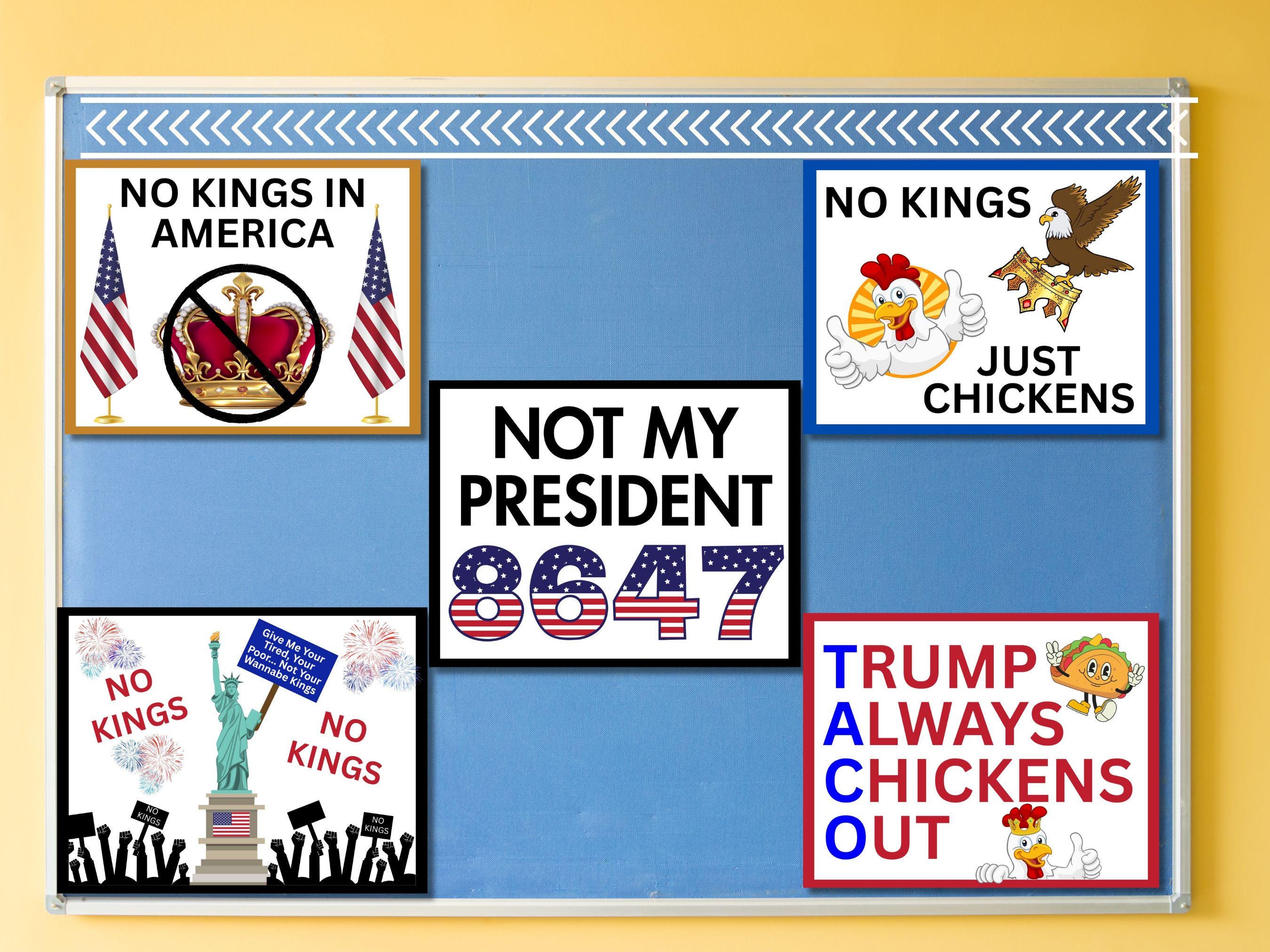 No Kings Day Printable Protest Signs – Political Posters, TACO, Trump ...