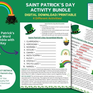 Saint Patrick's Day Activity Bundle, Word Scramble, Scattergories, A to ...
