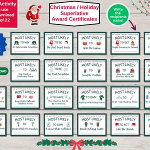 Christmas Superlative Award Certificate, Staff/office Party, Family or ...