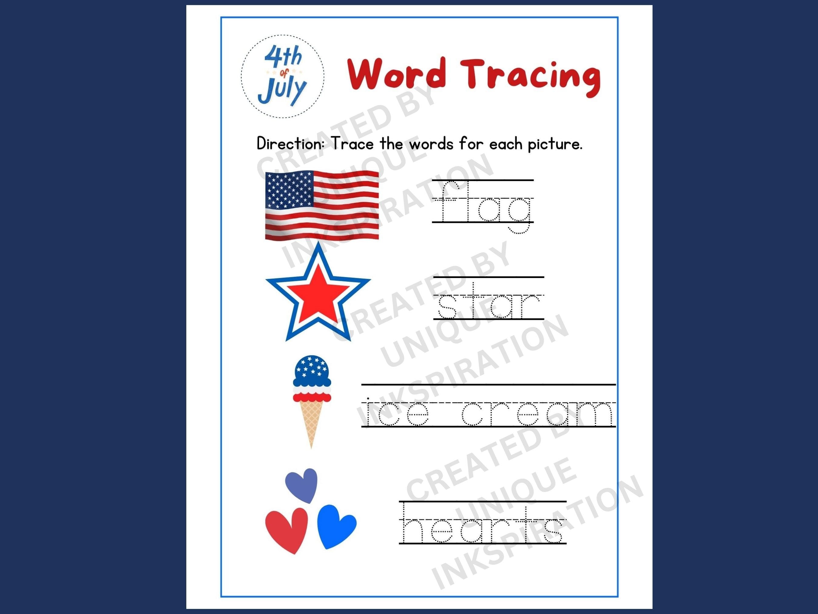 4th of July Activity Bundle for Learners - Phonics, Letter Tracing ...