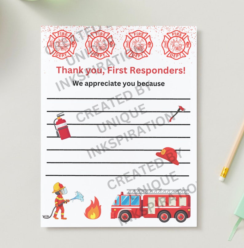 First Responder Thank You Notes - Instant Download & Print, Police, EMS ...