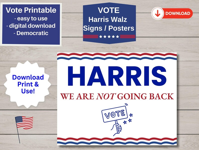 Harris/walz Election Signs, Digital Download, Printable Posters ...