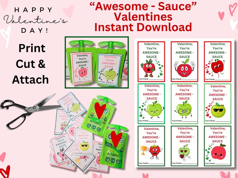 AWESOME-SAUCE Valentine's: Digital Download for Kids' Applesauce ...
