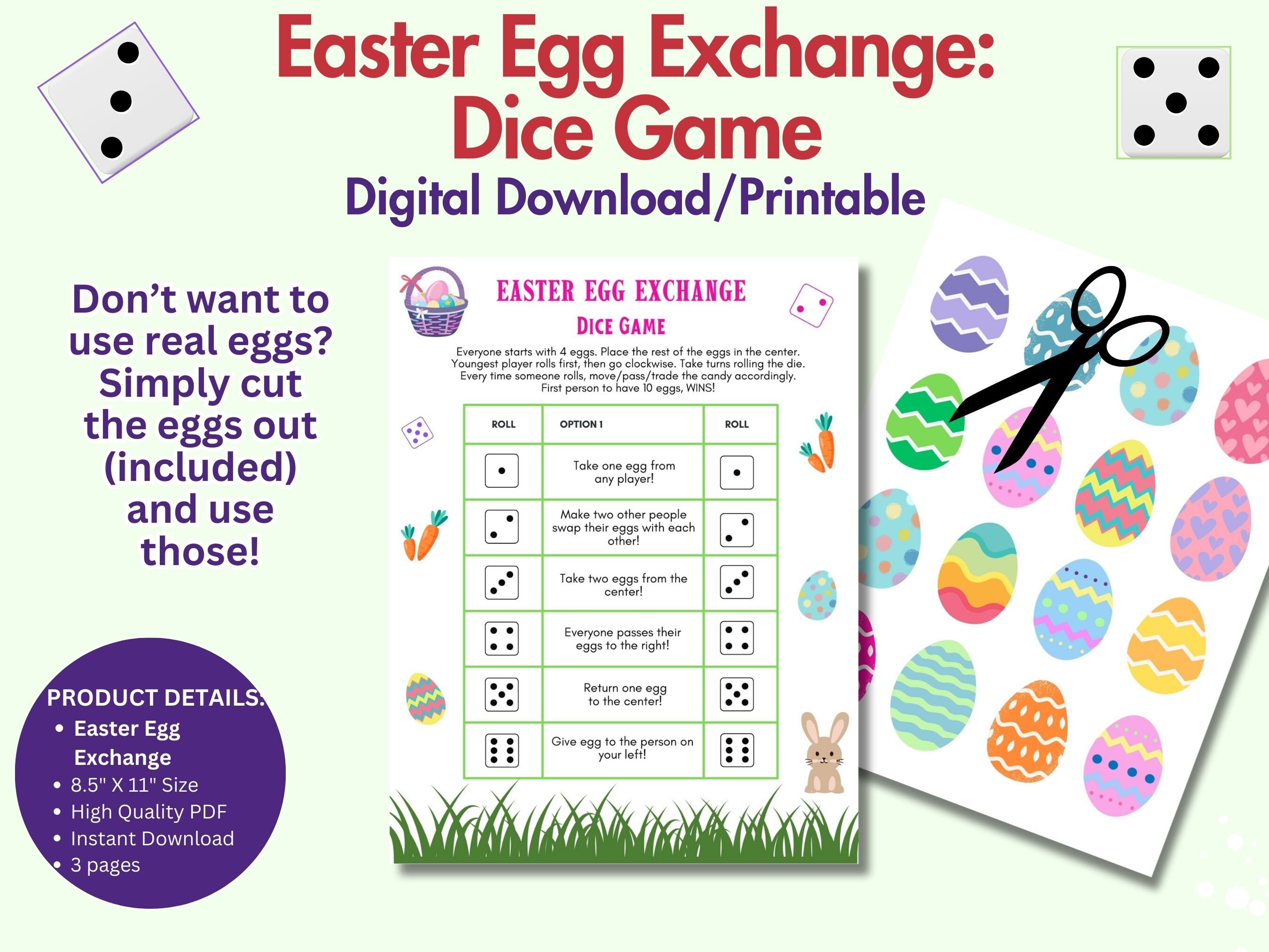 Easter Egg Exchange Dice Party Game, Class/family Activity, Group Game ...