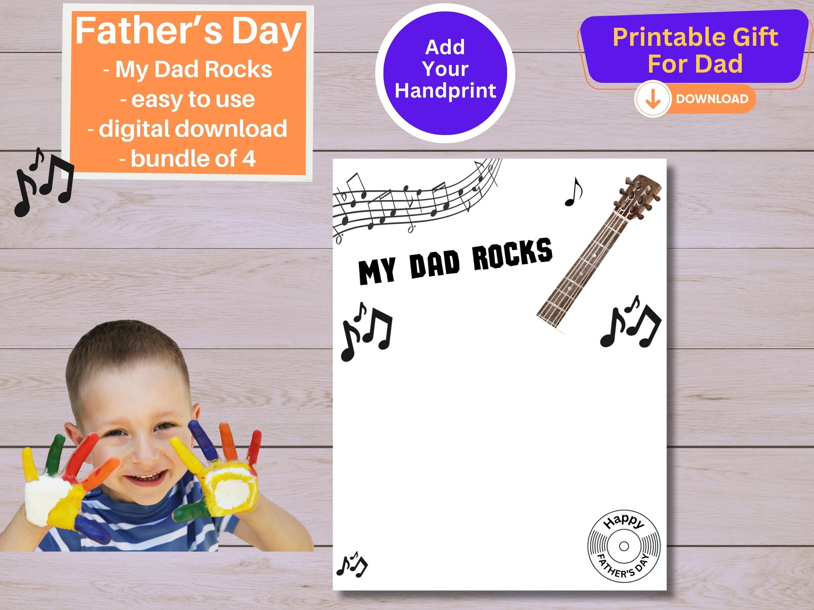 Father's Day Handprint Gift, My Dad Rocks, Daddy Rocks, Gift for Dad ...