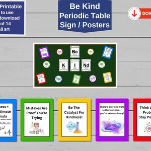 Be Kind Periodic Table Printable, Science-themed Kindness Posters ...