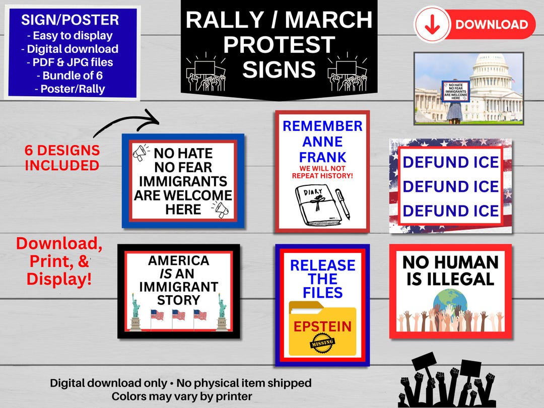 Abolish ICE, Printable Protest Sign, Political Poster Bundle 6 Designs ...