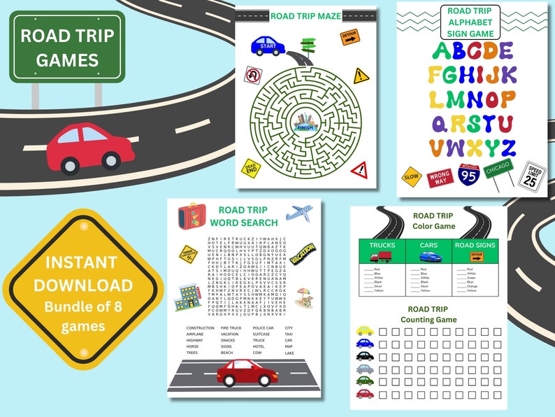 Road Trip Game Bundle, I SPY, Puzzle, Word Search and Maze Travel Games ...