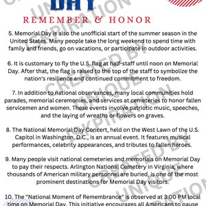 Memorial Day - Facts Download/printable - Etsy