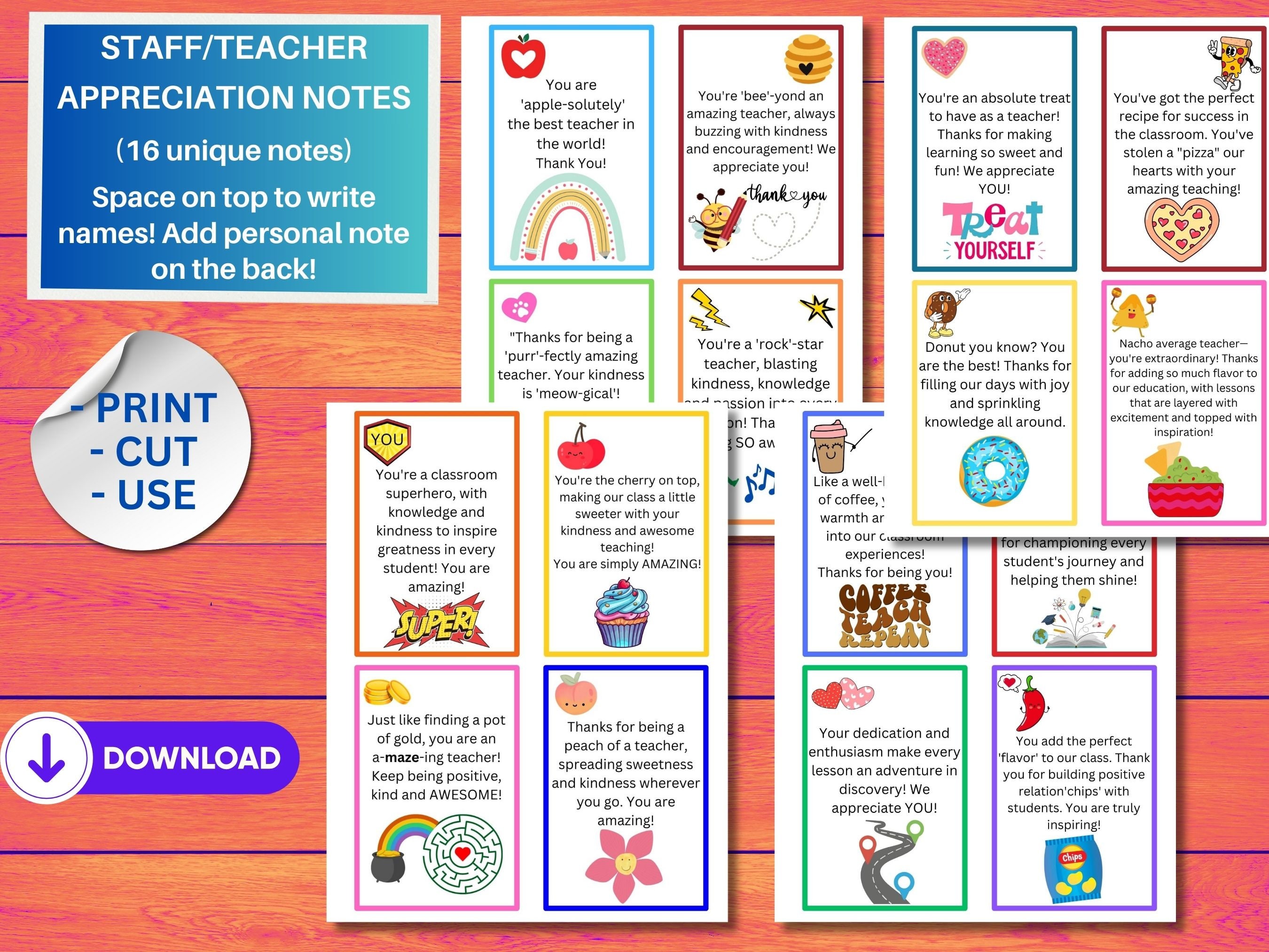Teacher, Educator & Staff Appreciation Notes, Thank You Cards, School ...