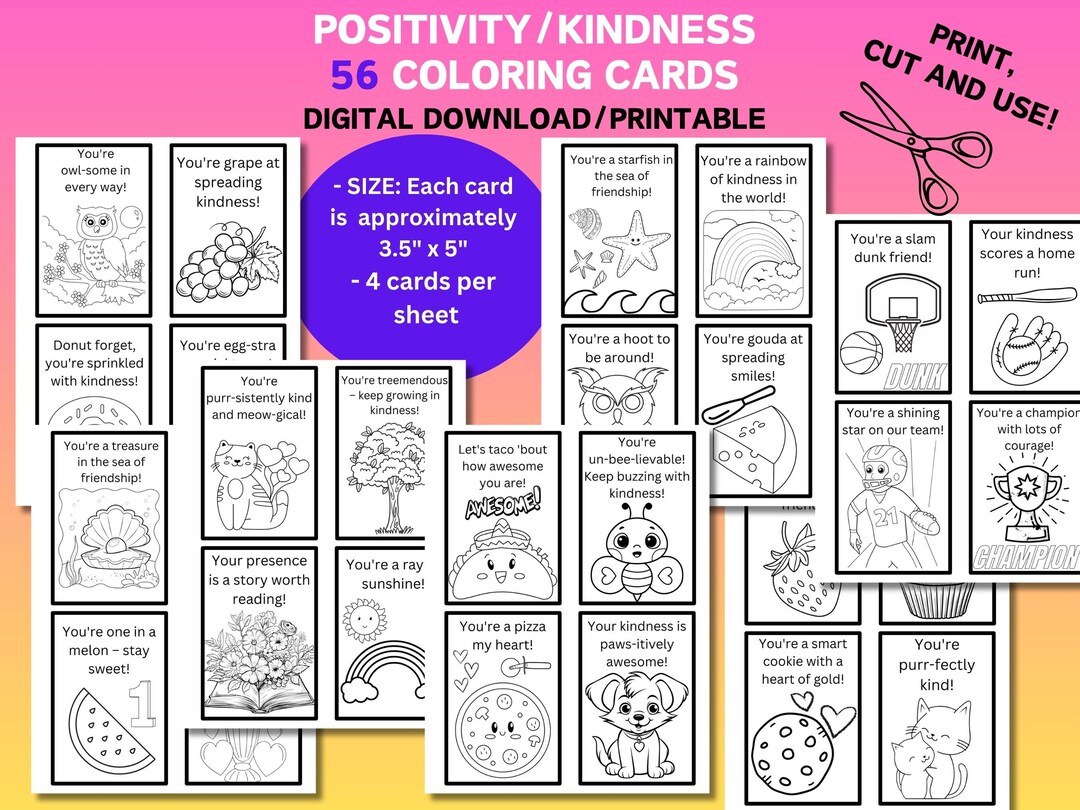 Compliment Cards, Kindness Coloring Card Activity, Social Emotional ...