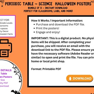 Periodic Table Halloween Science Posters, Halloween Decor, Classroom ...