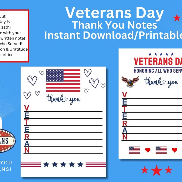 Veterans Day Thank You Notes - Etsy