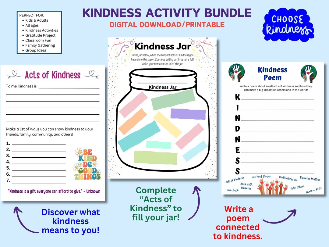 Kindness Activity Bundle, World/national Kindness Day, Class/family ...