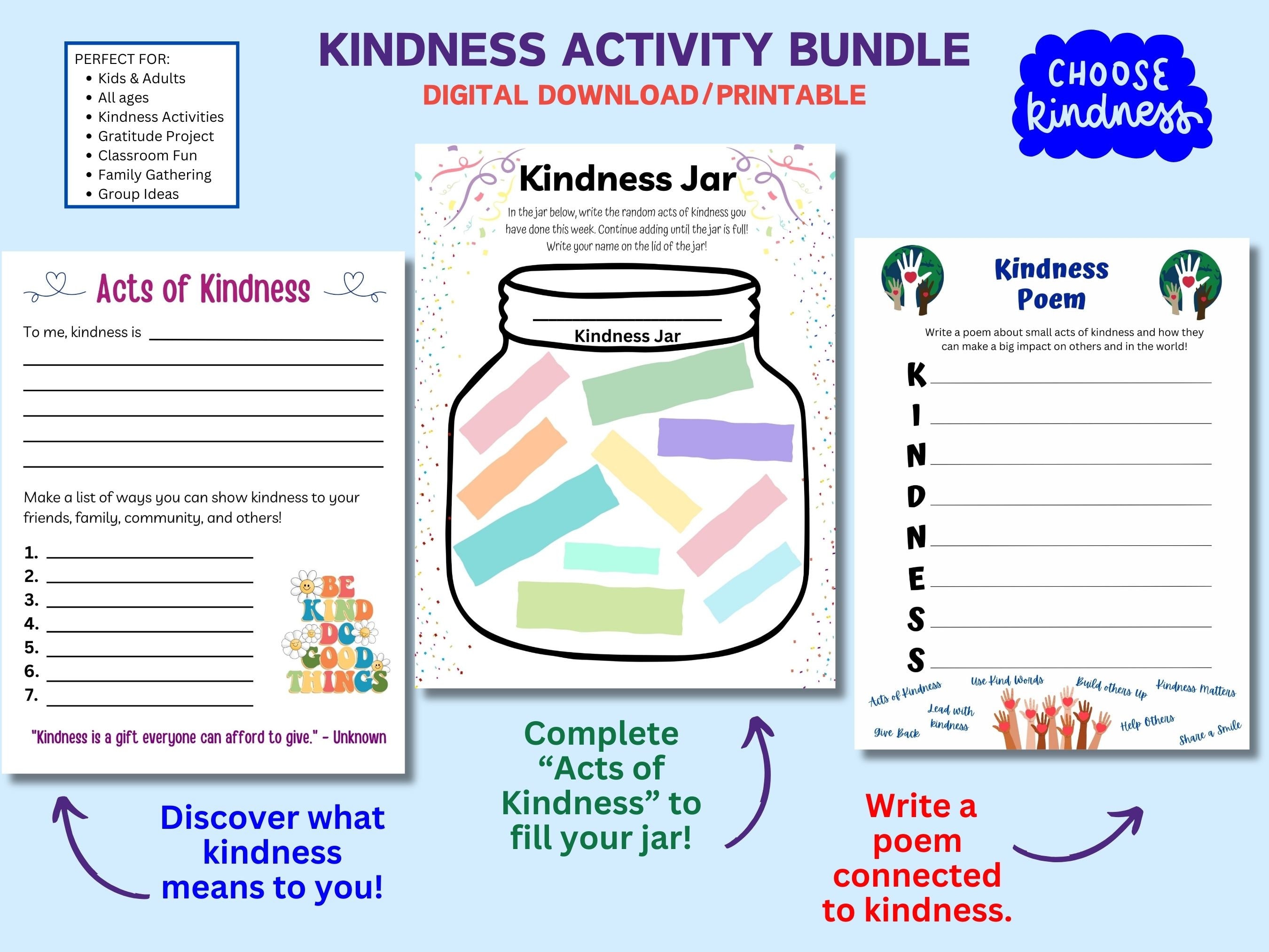 Kindness Activity Bundle, World/national Kindness Day, Class/family ...