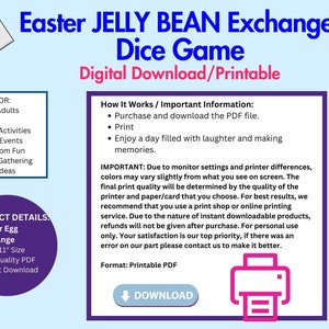Easter Jellybean Exchange Dice Party Game, Class/family Activity, Group ...