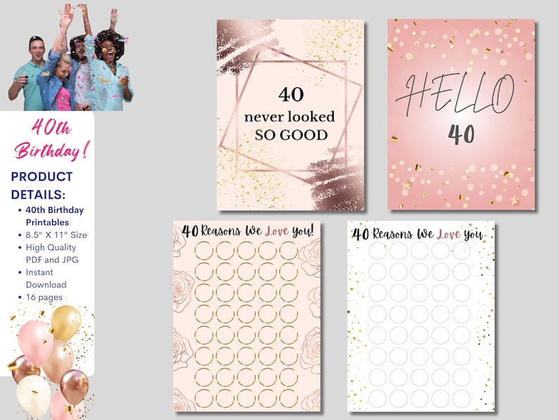 40th Birthday Printable, Digital Download, 16 Designs, Vintage 1985 ...