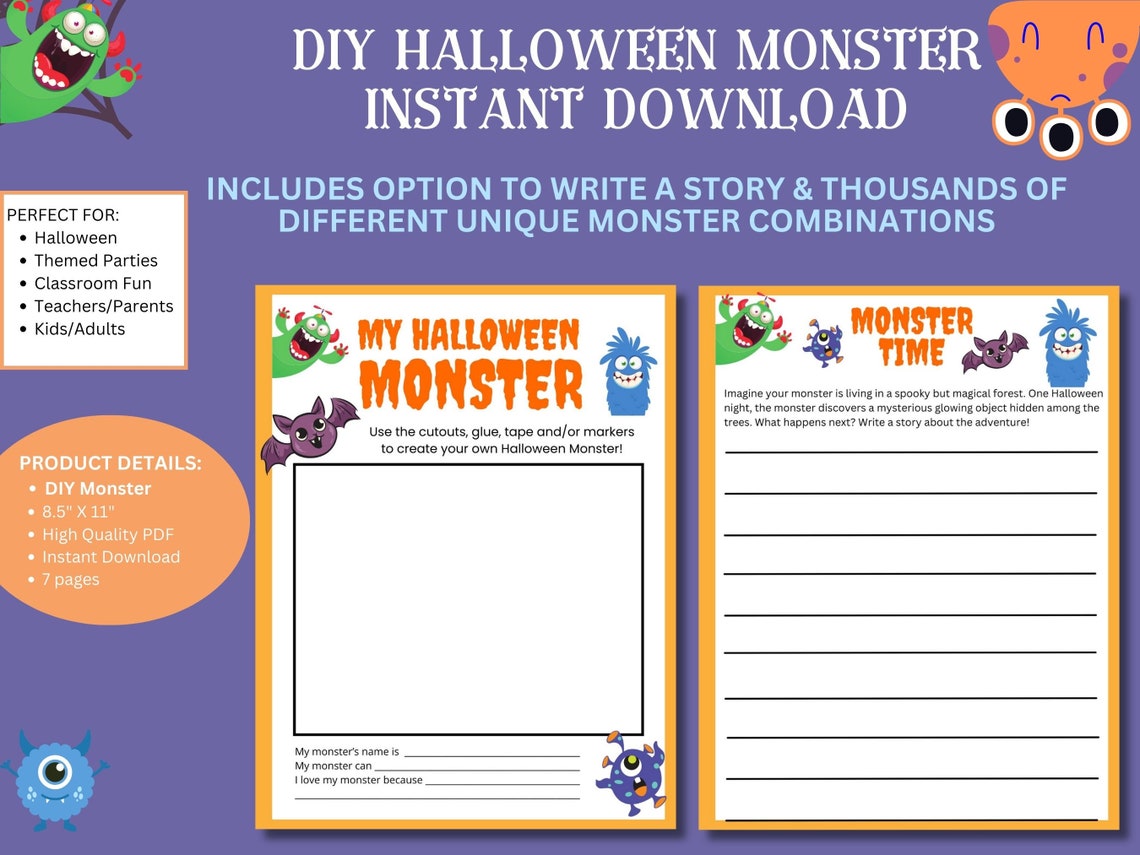 DIY Monster Creation Bundle, 40 Monster Traits Included, Classroom ...