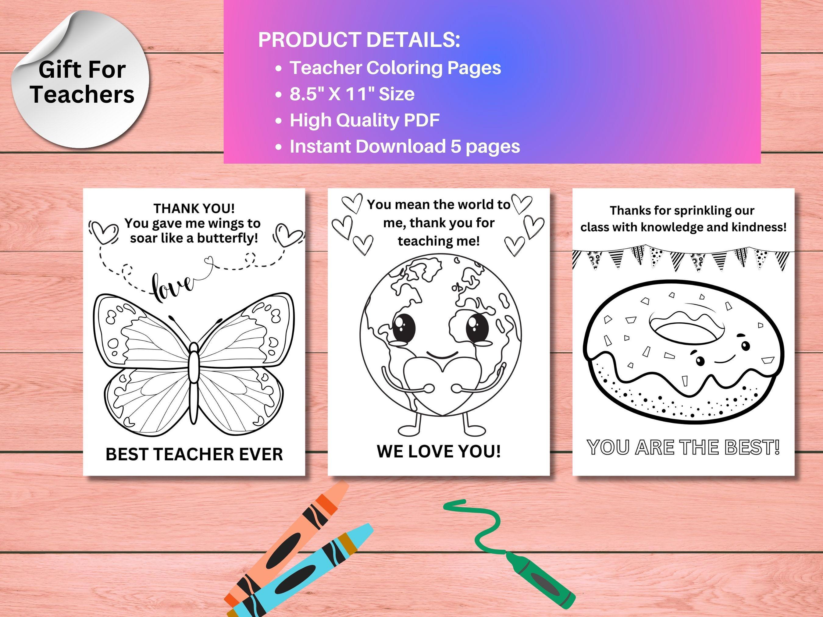Teacher Thank You Coloring Pages, End of Year Teacher Gift From Student ...